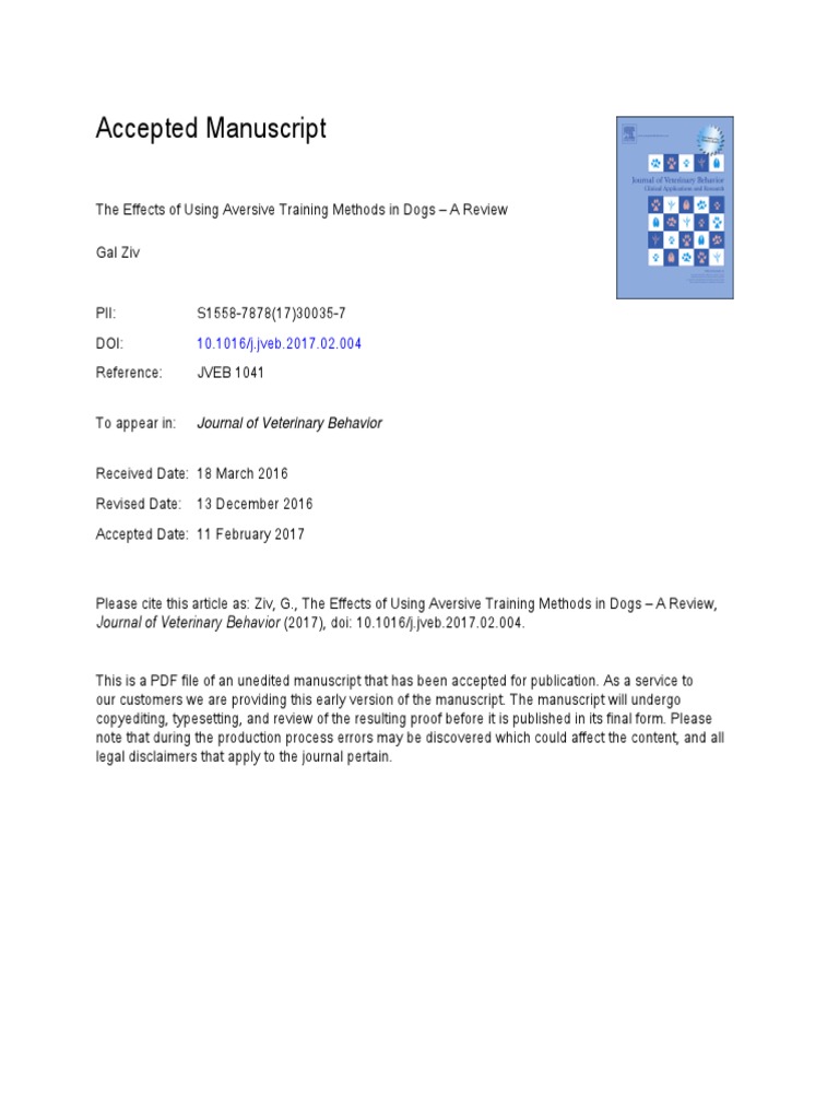Aversive Dog Training Methods Review | PDF | Reinforcement | Classical ...