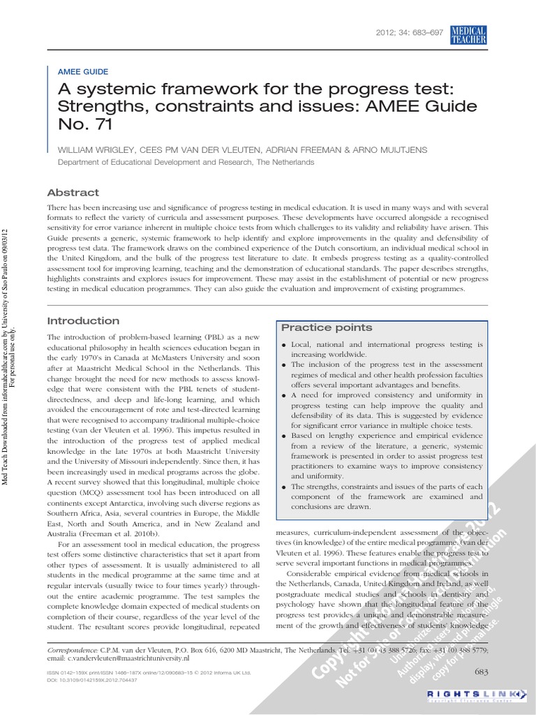 Systemic Framework for Progress Testing | PDF | Educational Assessment ...