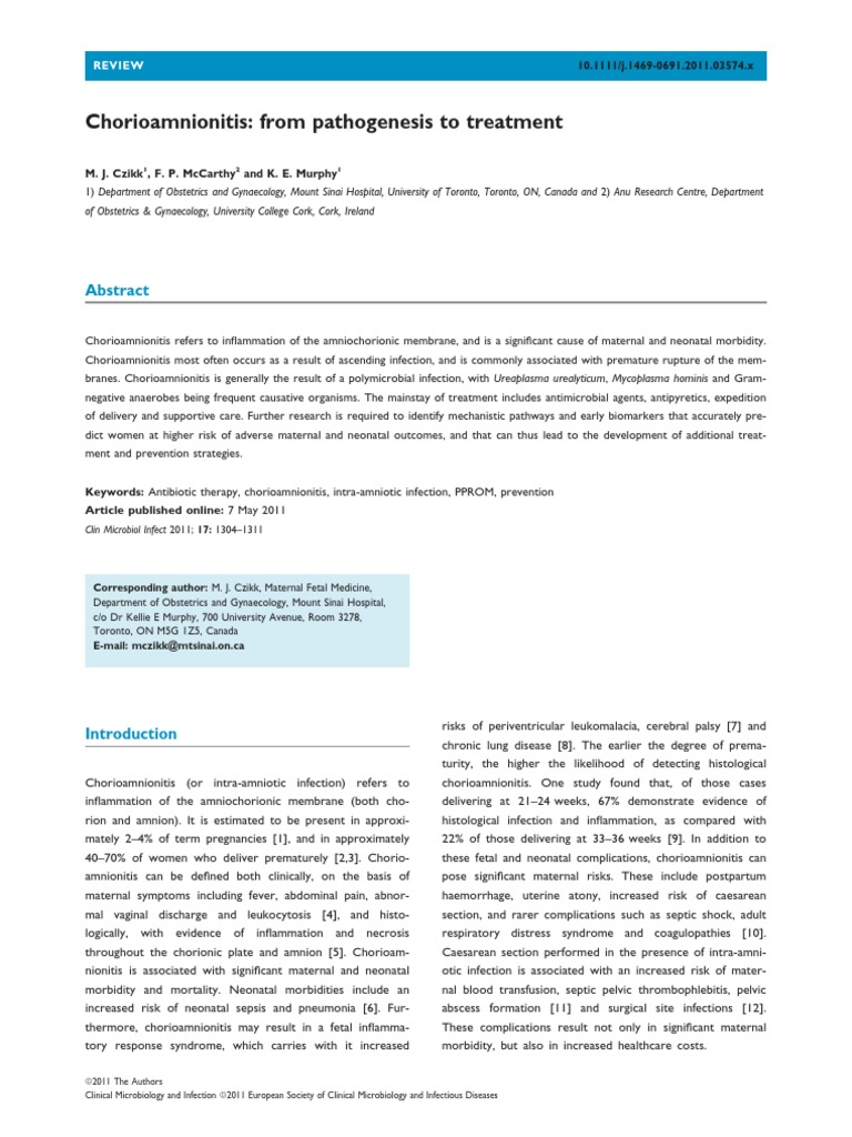Chorioamnionitis: From Pathogenesis To Treatment: Review | PDF ...