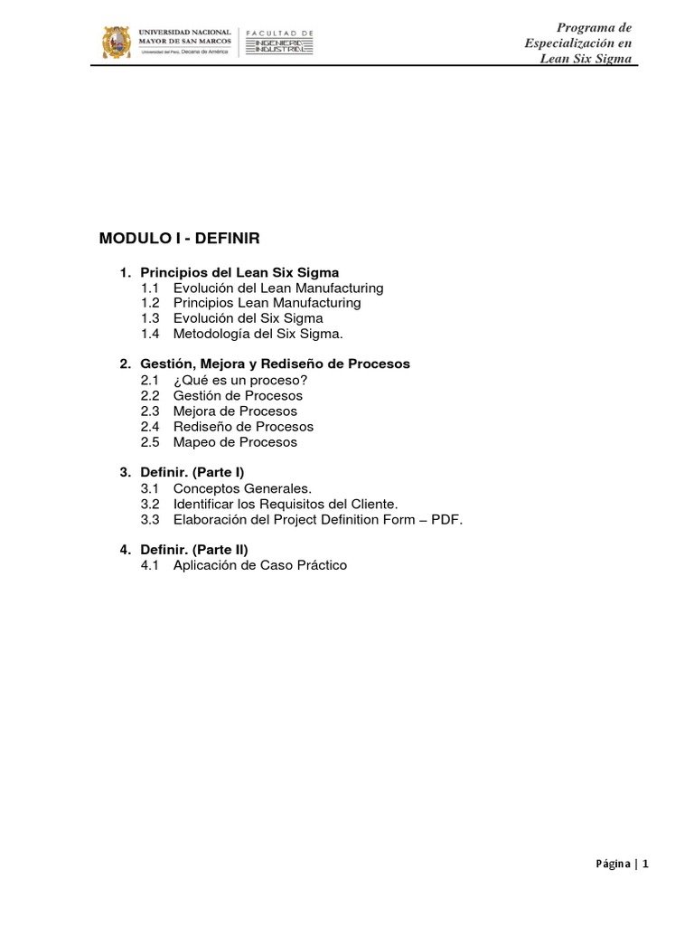 Manual Lean Six Sigma - Modulo I | Descargar gratis PDF | Six Sigma | Lean Manufacturing