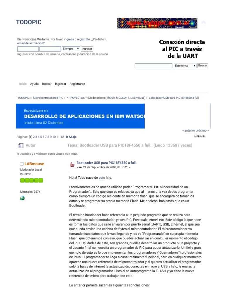 Bootloader USB para PIC18F4550 | PDF | Microcontrolador Pic | Arranque