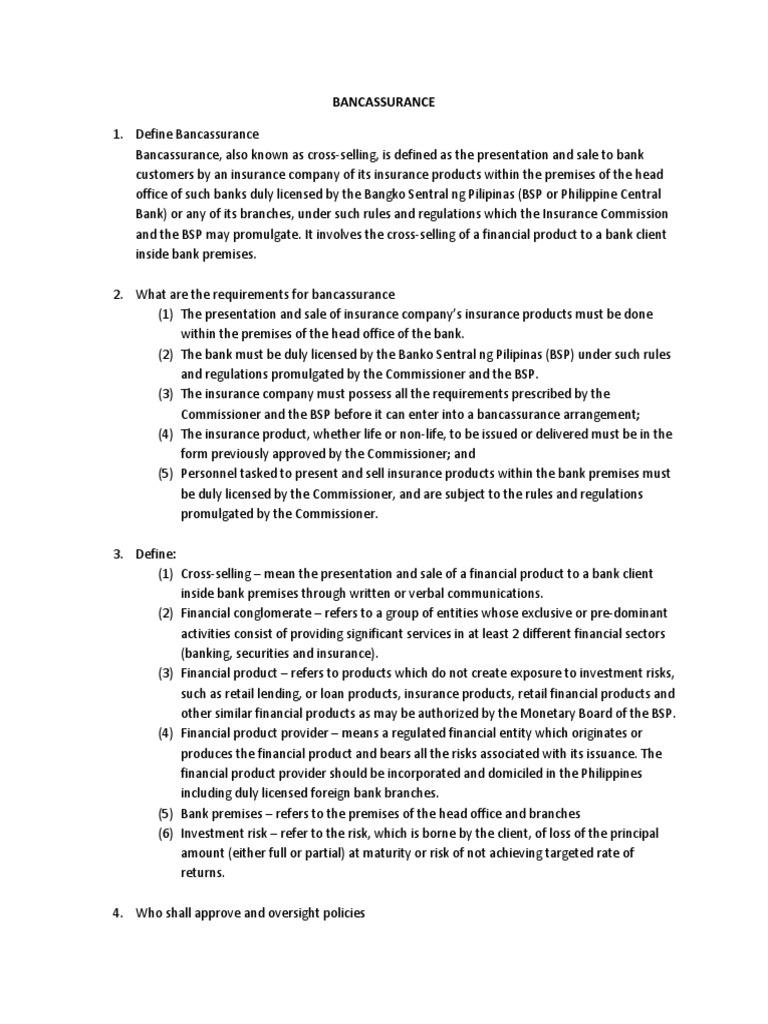 Bancassurance Notes | PDF | Banks | Insurance