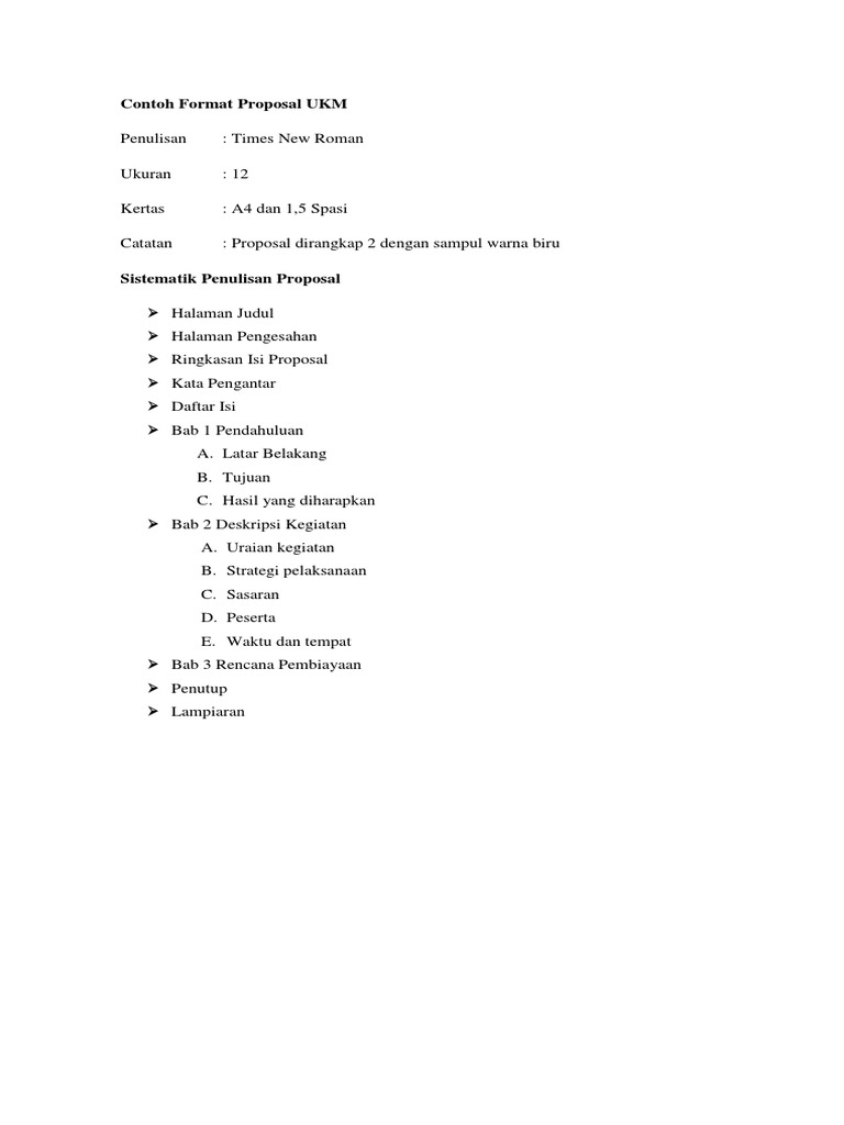 Contoh Format Proposal LPJ UKM | PDF