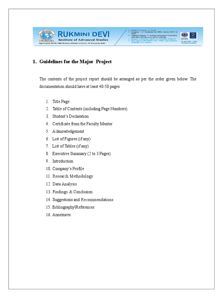 Guidelines For The Major Project: Research Methodology Data Analysis ...