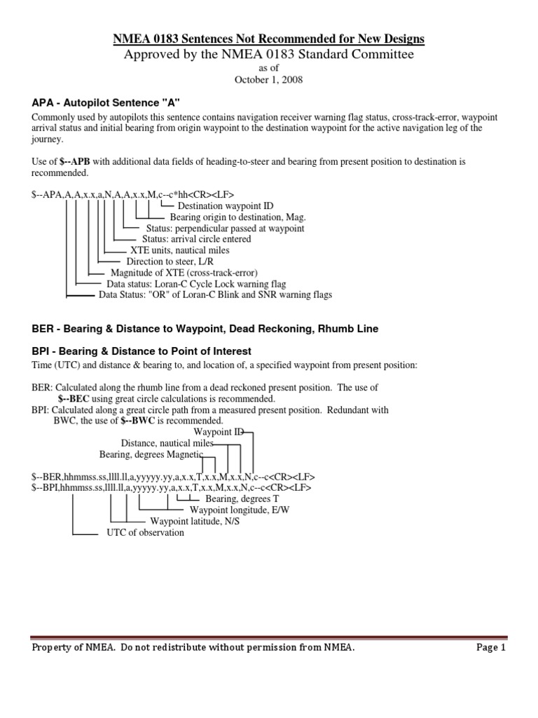 NMEA 0183 Sentence Standards Overview | PDF | Signal To Noise Ratio ...