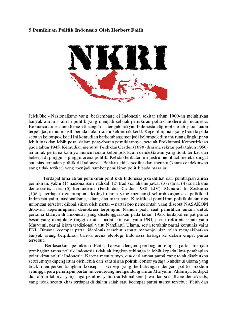 Lima Aliran Pemikiran Politik di Indonesia Menurut Herbert Feith | PDF