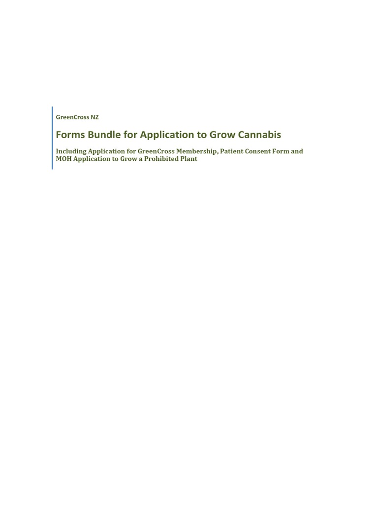 Forms Bundle For Application To Grow Cannabis: Greencross NZ | PDF ...