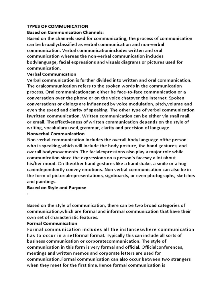 Types of Communication | PDF | Nonverbal Communication | Cybernetics