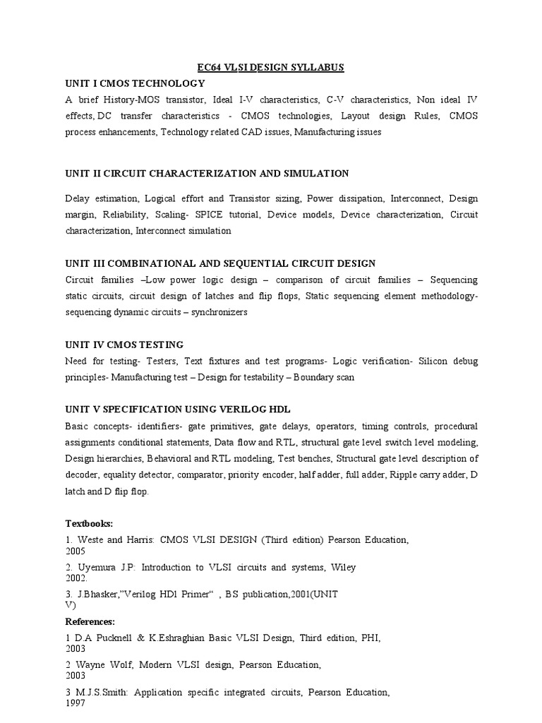 VLSI Design Notes | PDF | Mosfet | Cmos