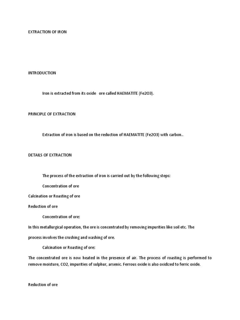 Extraction of Iron | PDF | Blast Furnace | Iron
