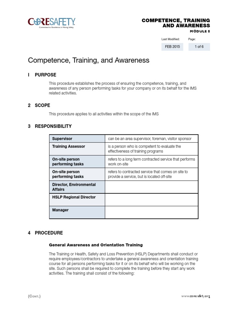 Competence, Awareness & Training | Competence (Human Resources ...