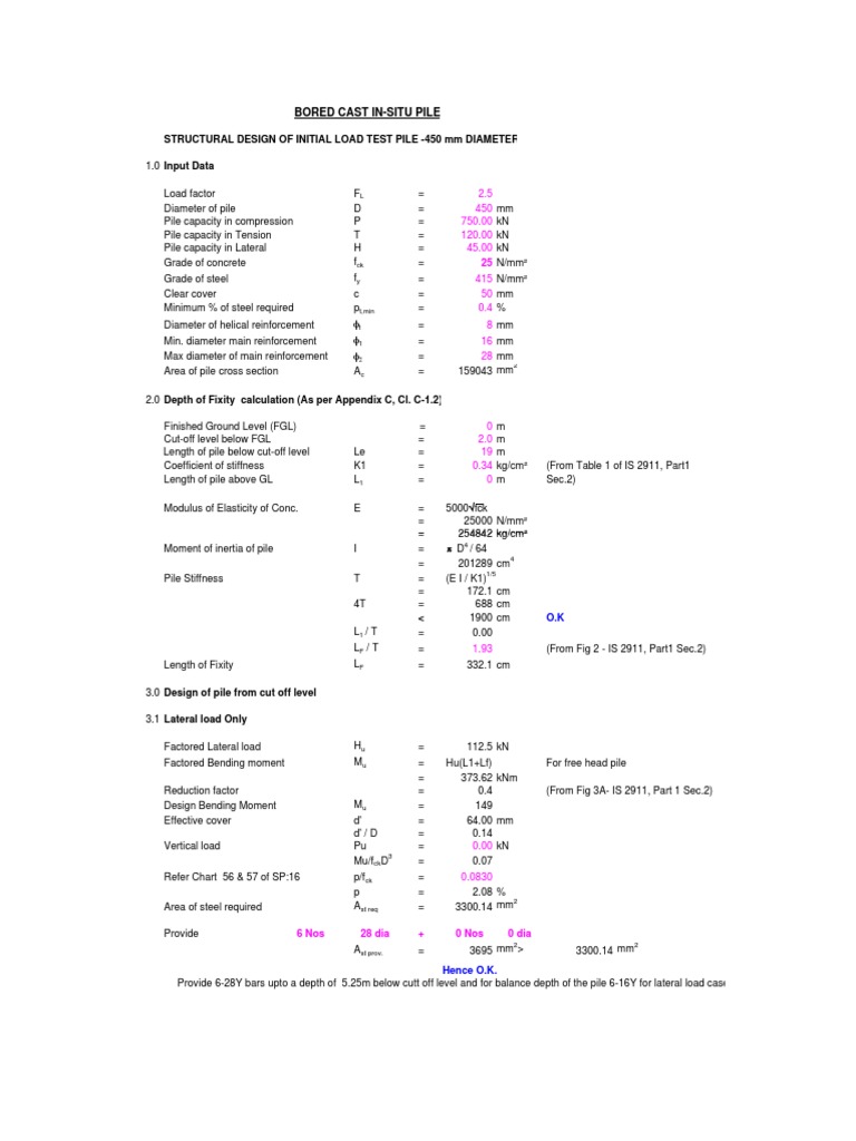 Initial Load Test Pile-Calc (450 MM) Rev0 | PDF | Deep Foundation ...