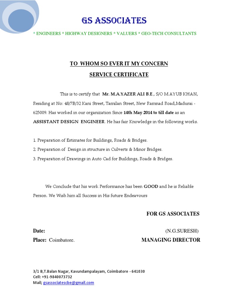 GS Associates Exp, Certificate | PDF