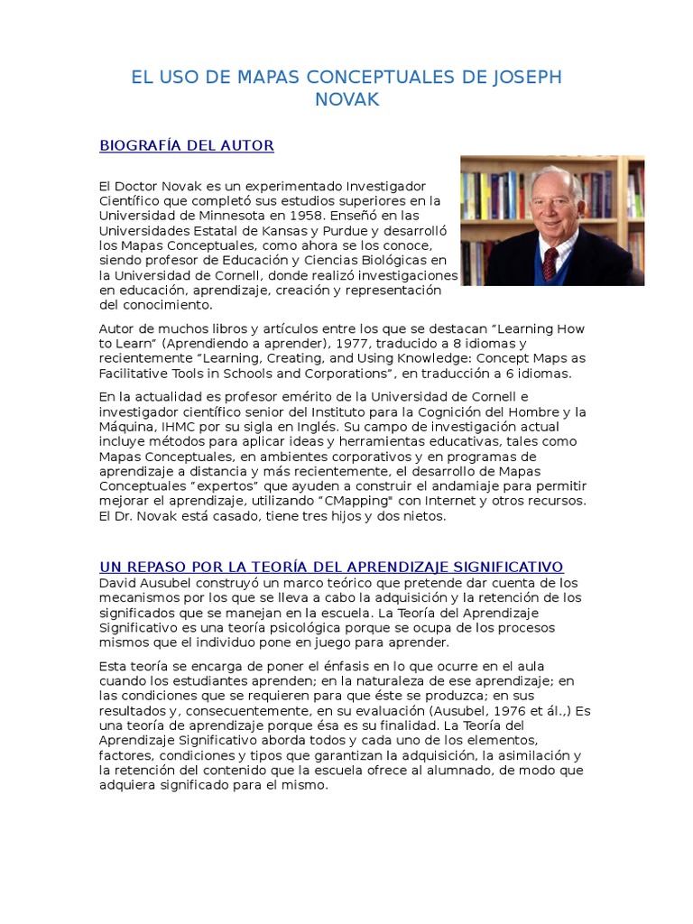 El Uso de Mapas Conceptuales de Joseph Novak | PDF | Aprendizaje ...