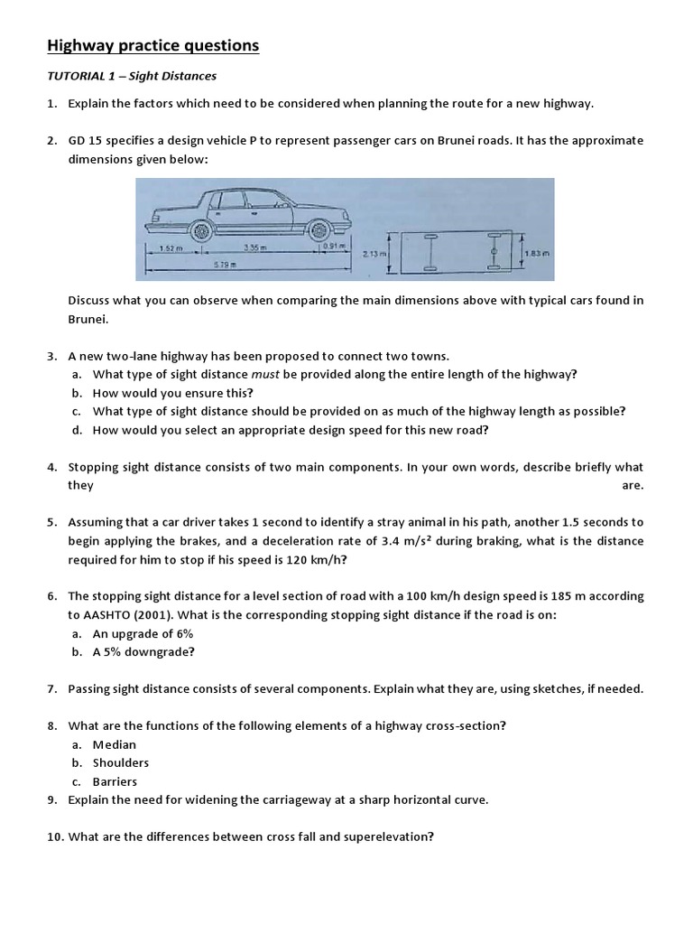 Highway Practice Questions | PDF | Speed | Highway