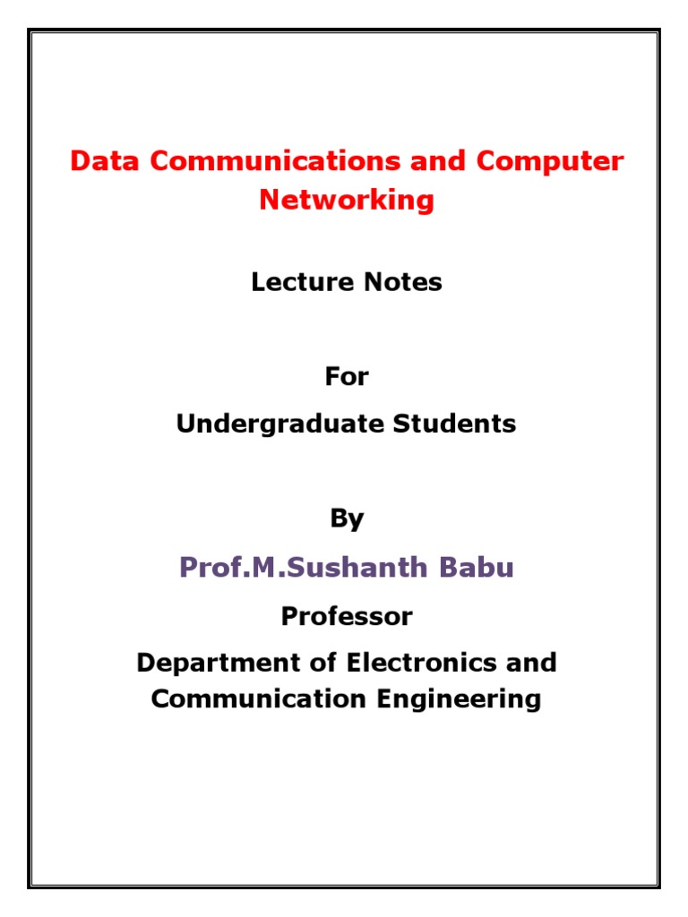 Dr M Sushanth Babu Dccn Lecture Notes Pdf Routing Network Switch