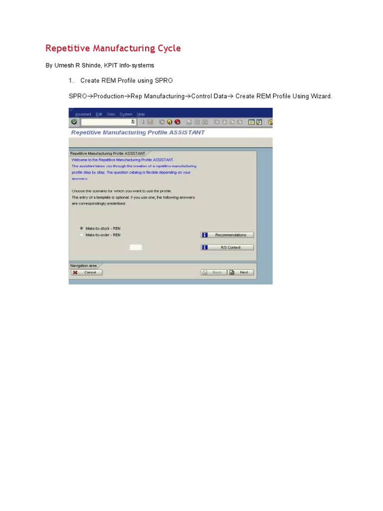 Repetitive Manufacturing Cycle | PDF | Computers | Technology & Engineering