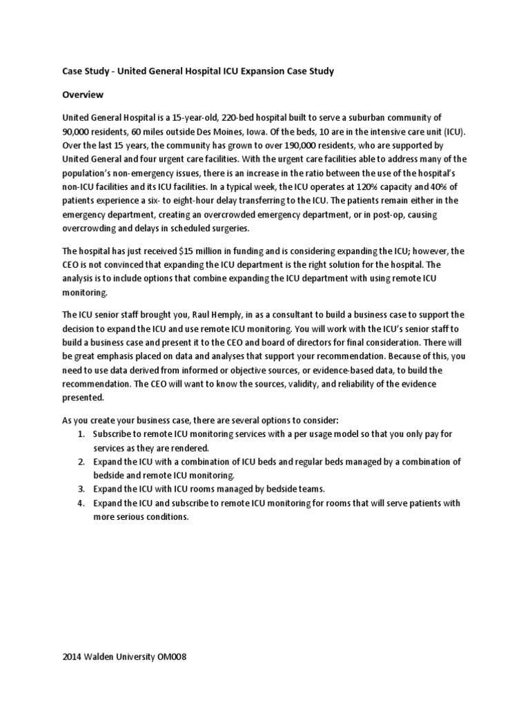 United General Hospital ICU Expansion Case Study | PDF | Intensive Care ...