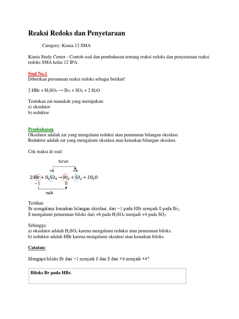 Reaksi Redoks Dan Penyetaraan | PDF | Metode & Bahan Ajar