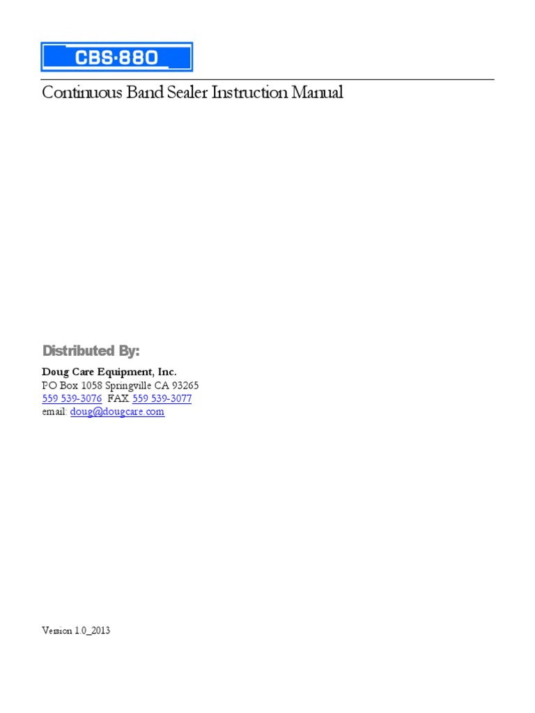 CBS-880 Instruction Manual 2013 DougCare | PDF | Belt (Mechanical) | Gear