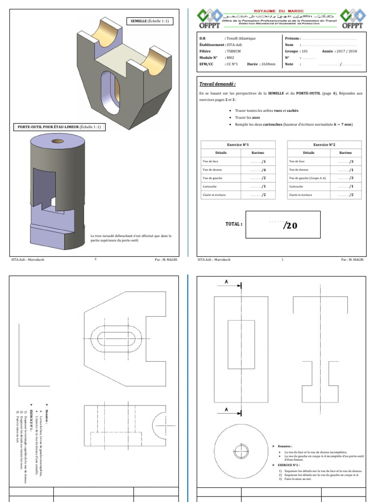 CC N°1 M02 Tsbecm 2017-2018 PDF | PDF | Dessin | Dessin technique