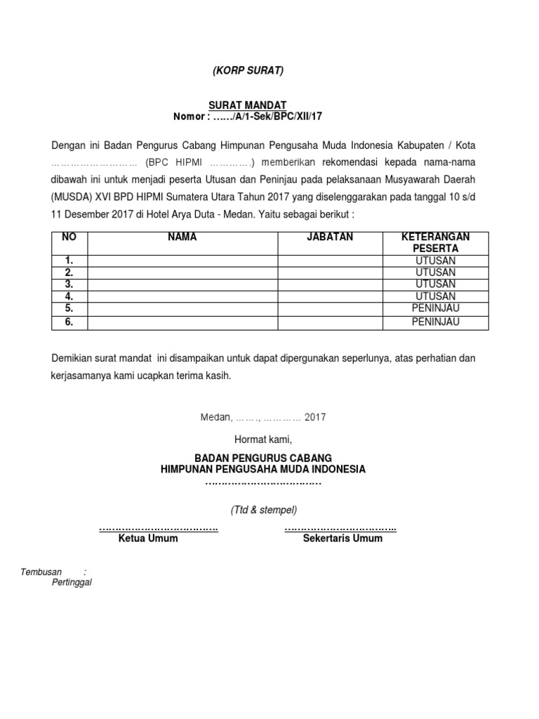 Format Surat Mandat | PDF
