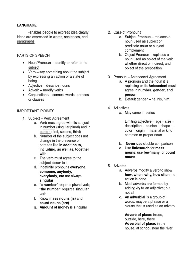 Acet Review | PDF | Grammatical Number | Verb