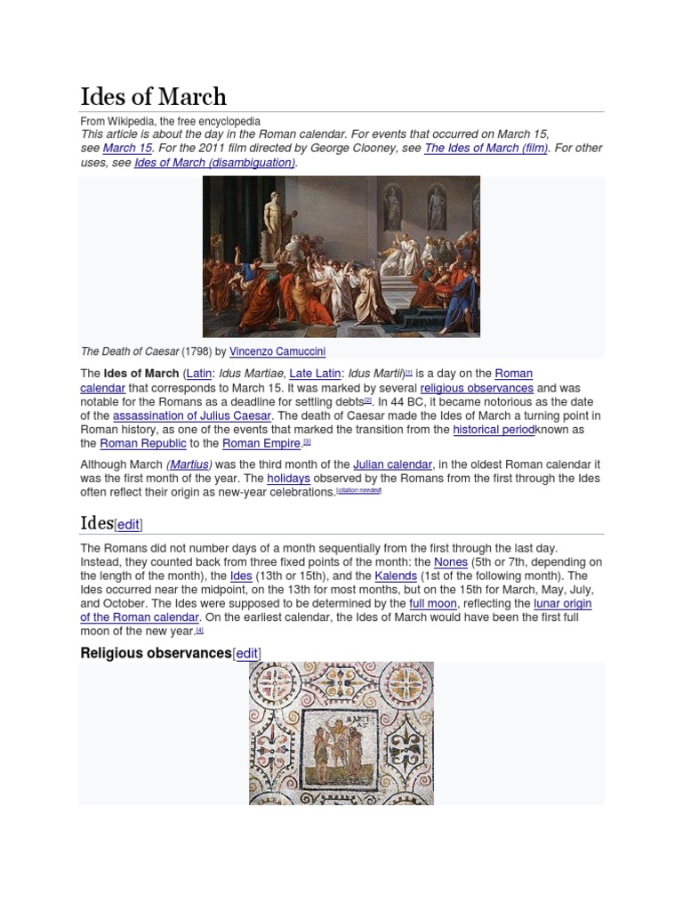 March 15 The Ides of March (Film) Ides of March (Disambiguation) | PDF ...
