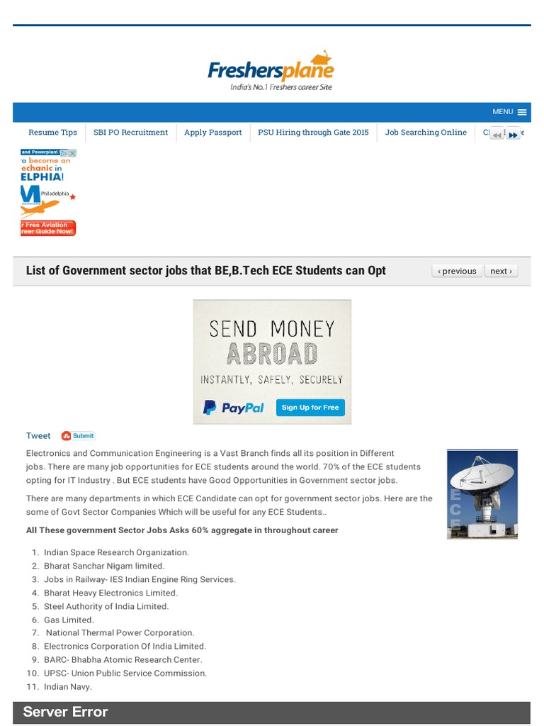 List of Government Sector Jobs That BE, B.Tech ECE Students Can Opt ...