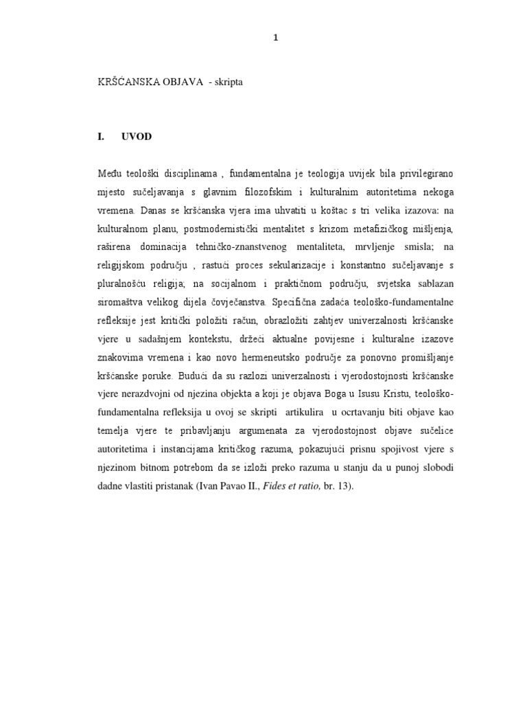 Kršćanska Objava Cijela Skripta PDF | PDF