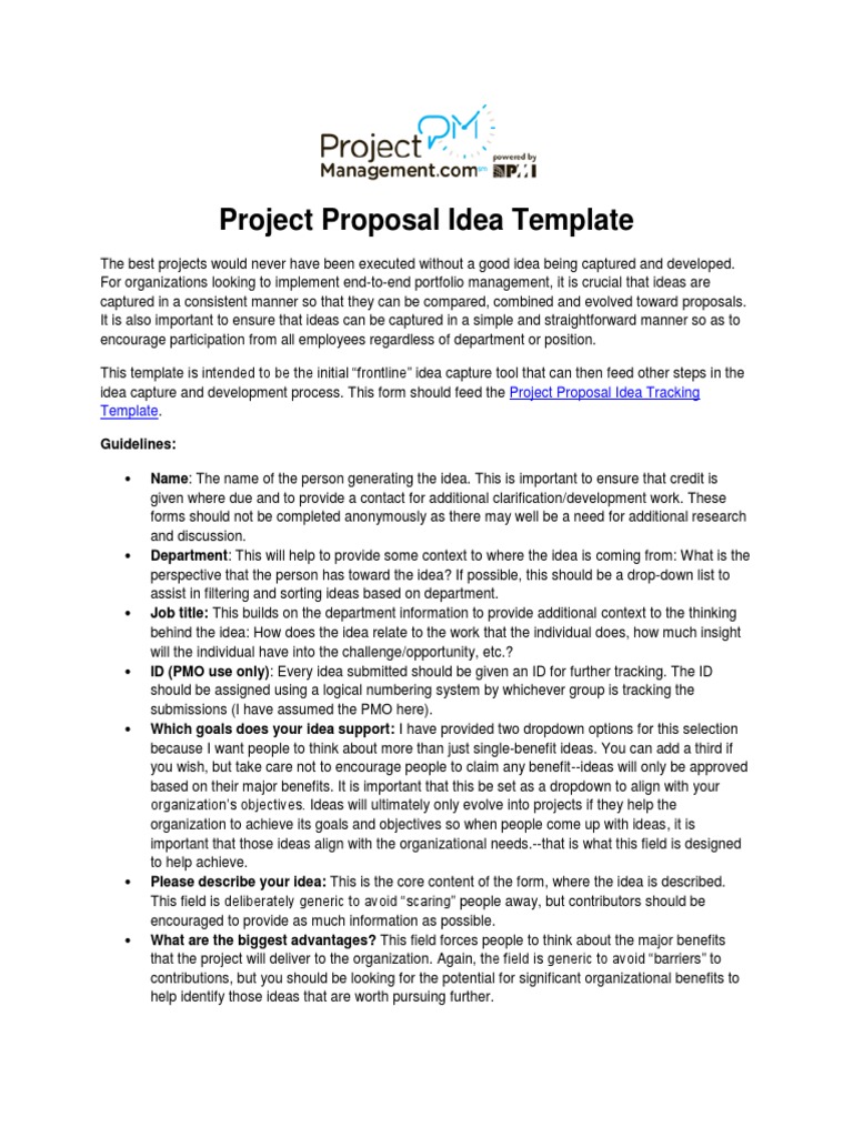 Project Proposal Idea Template | PDF | Business | Cognition