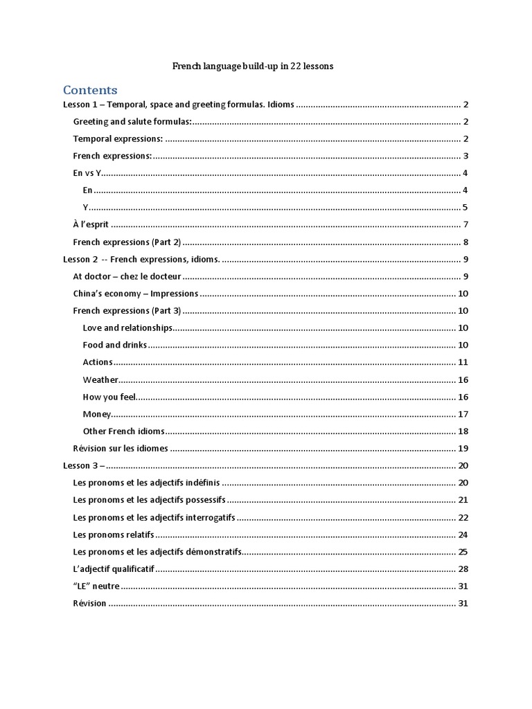 French Language Build-Up | PDF | Pronoun | Syntactic Relationships