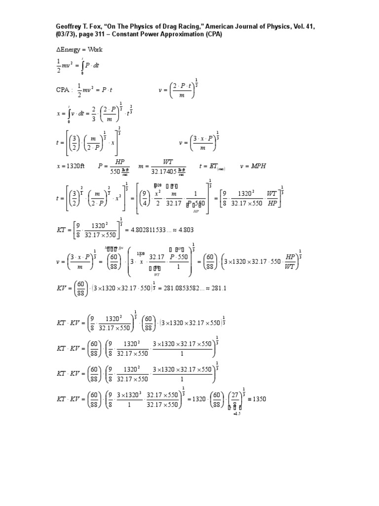 Performance Fox Equations | Physics & Mathematics | Physics