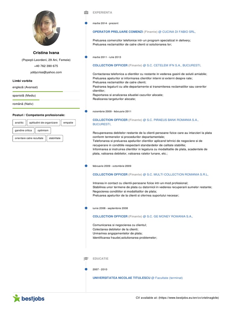 CV Cristina Ivana PDF | PDF
