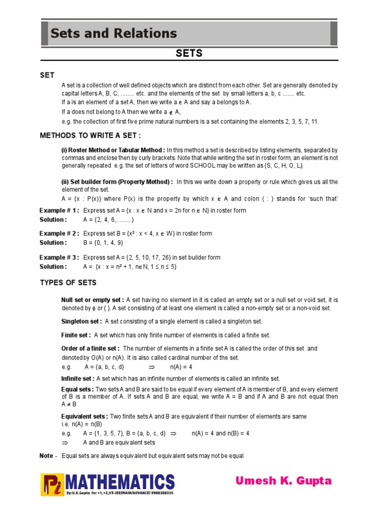 Sets & Relation Theory | PDF | Empty Set | Set (Mathematics)