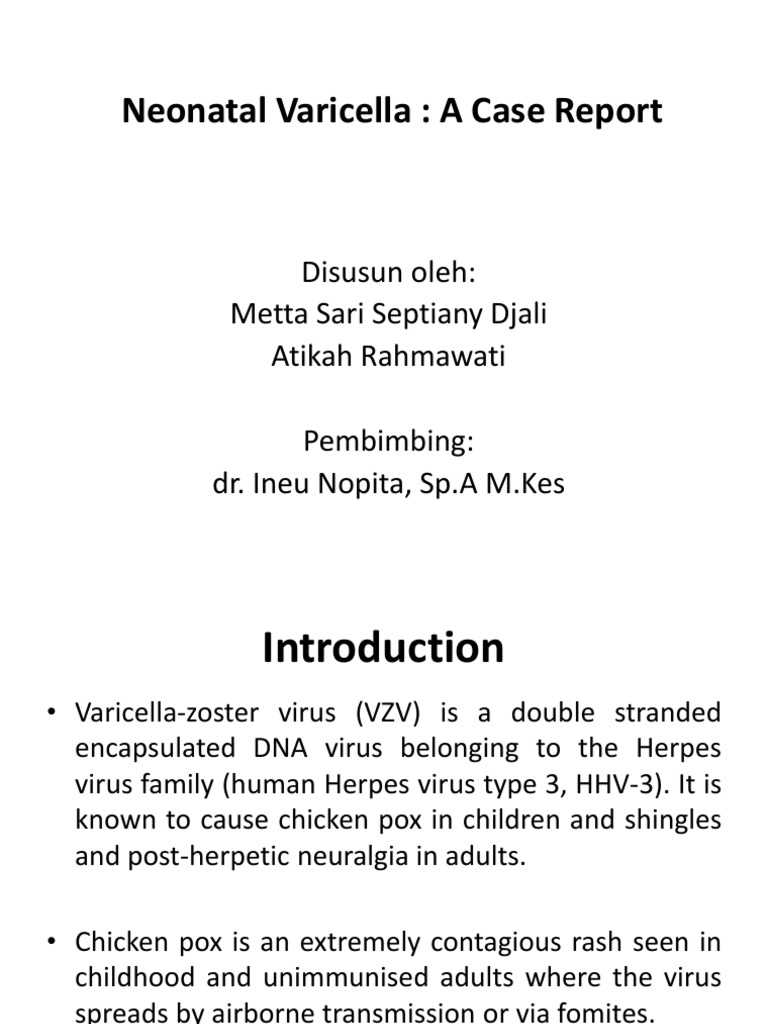 Neonatal Varicella: A Case Report | PDF | Immunology | Veterinary Medicine