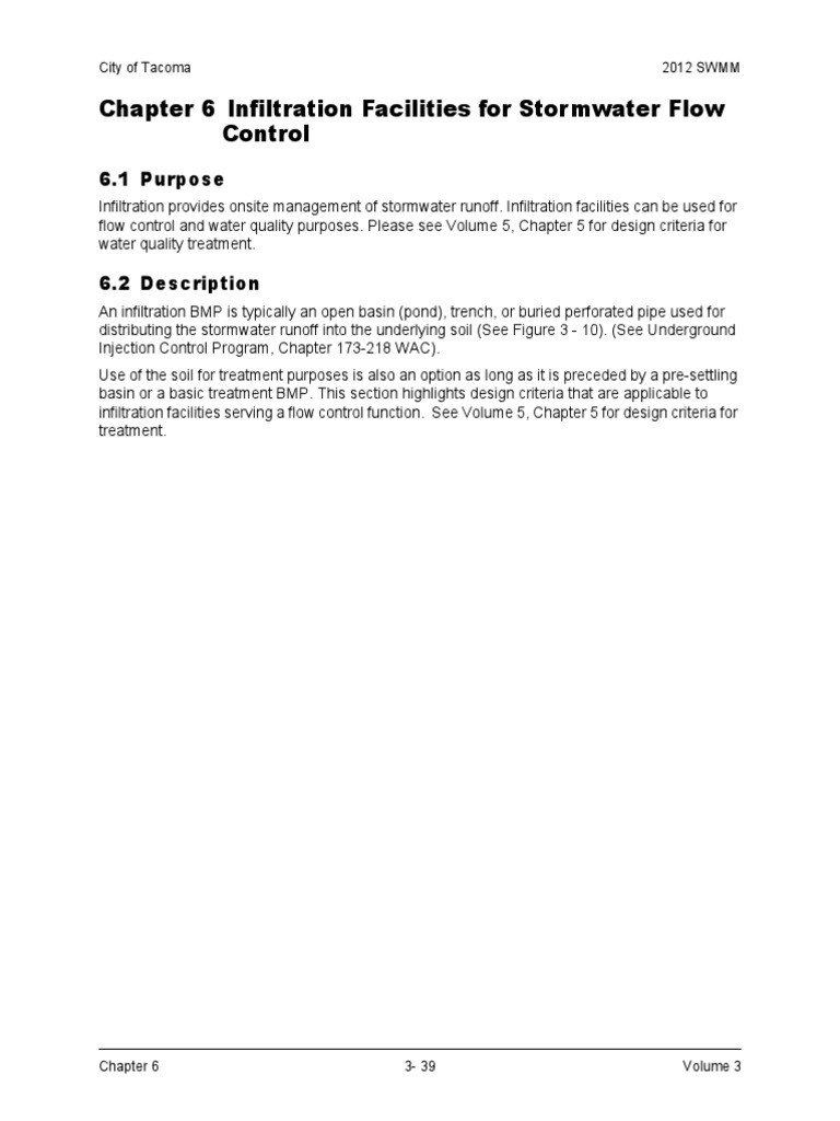 Infiltration Facilities For Stormwater Flow Control | PDF | Aquifer ...