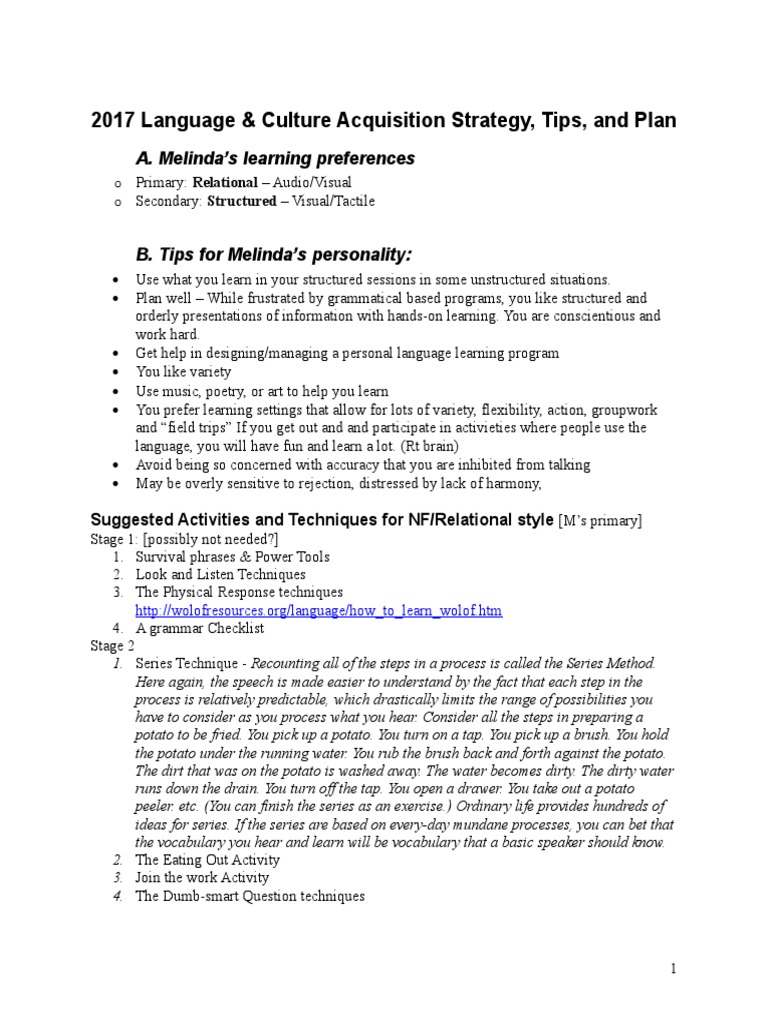 2017 Spanish Language Strategy and Plan | PDF | Vocabulary | Language ...