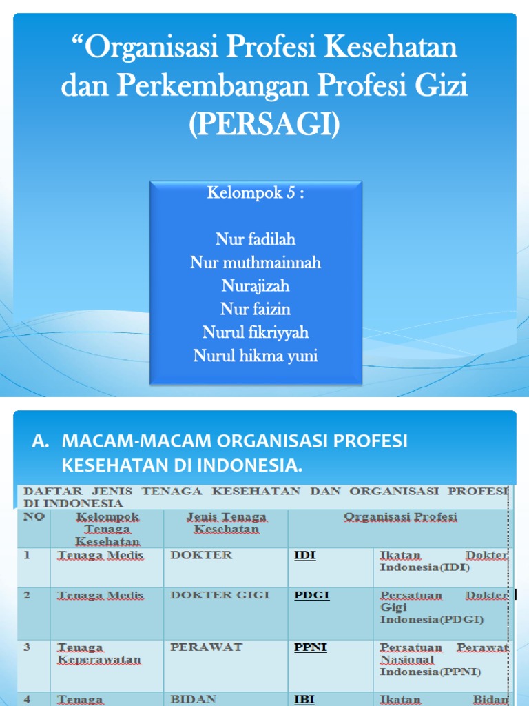 Organisasi Profesi Kesehatan Dan Perkembangan Profesi Gizi | PDF