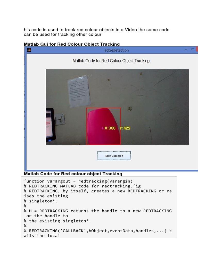 Matlab Gui For Red Colour Object Tracking | PDF | Computer Programming | Software