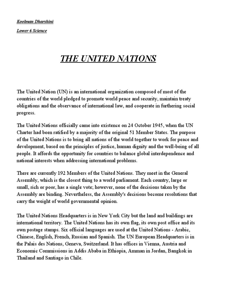 The United Nation | PDF | International Relations | United Nations