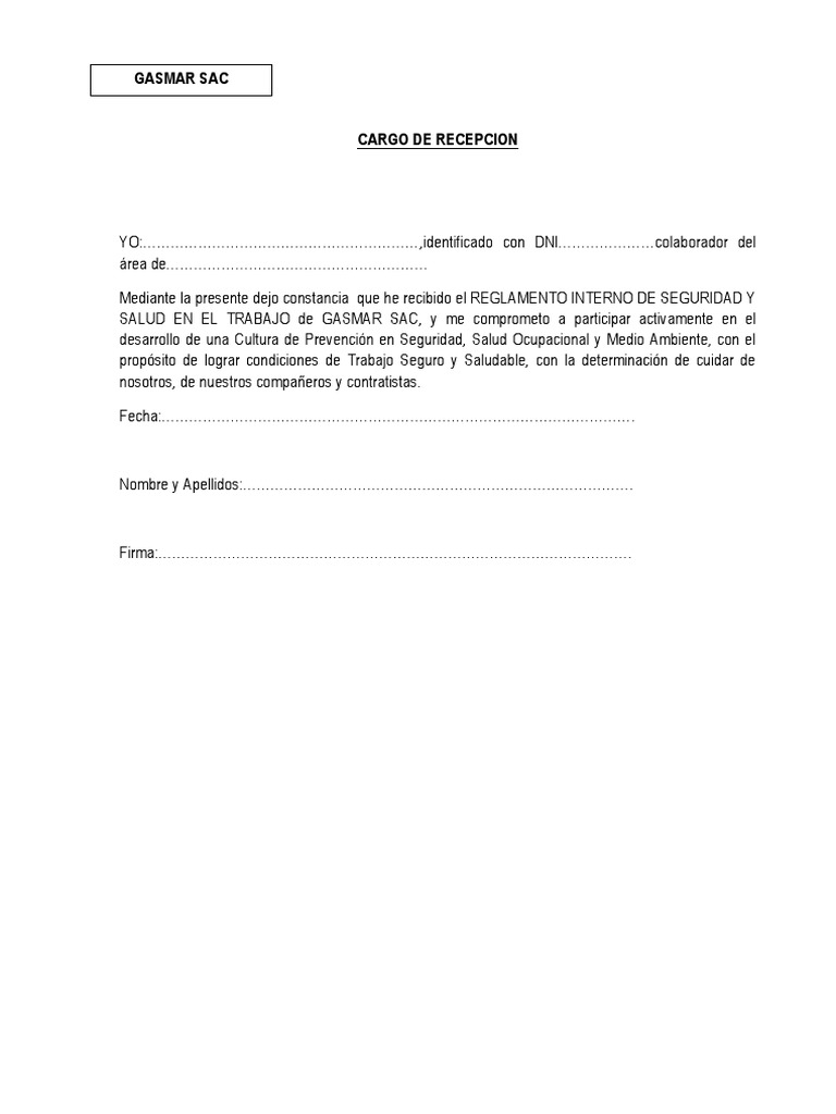 Cargo de Recepcion | PDF