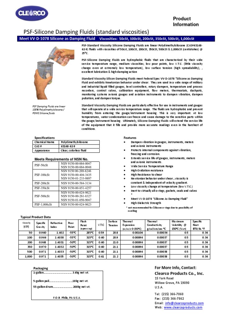 Silicone Damping Dashpot Fluids | PDF | Viscosity | Materials Science