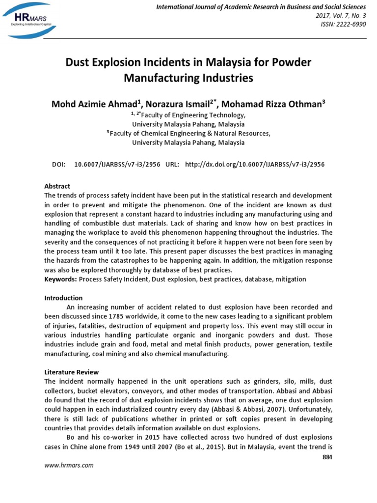 Dust Explosion Incidents in Malaysia For Powder Manufacturing ...