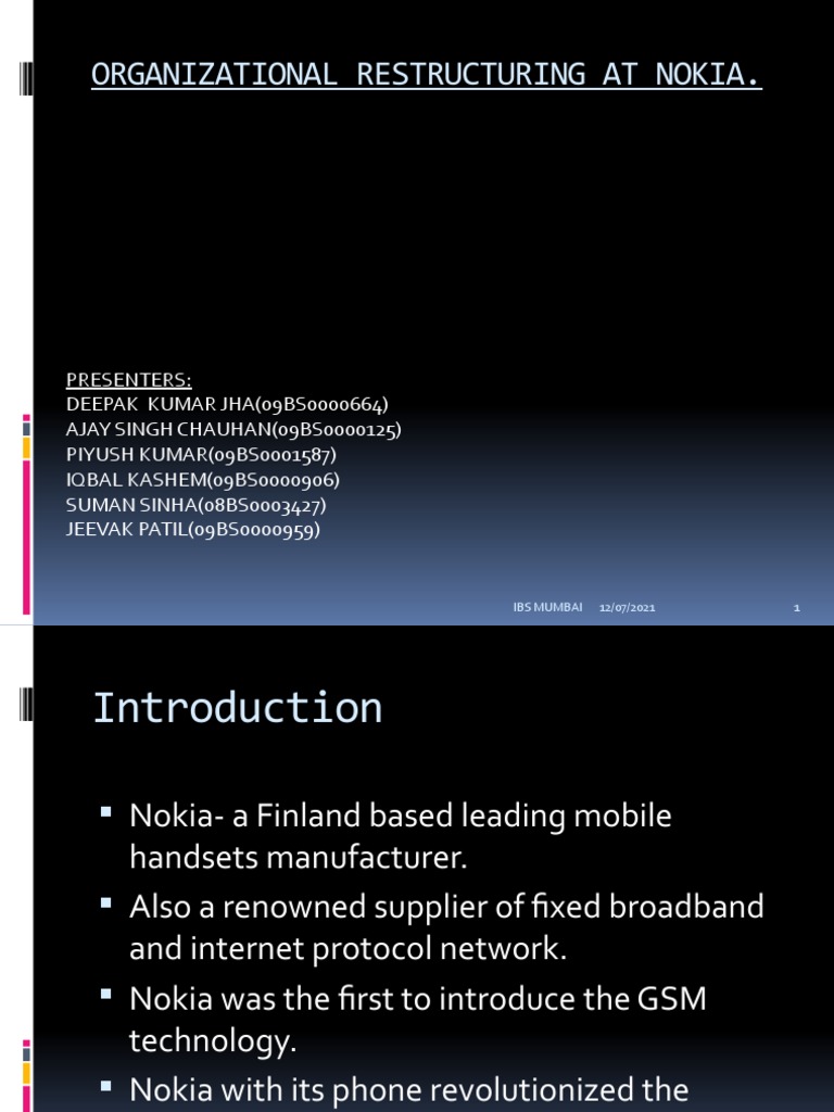 Organizational Restructuring at Nokia | PDF | Nokia | Mobile Phones