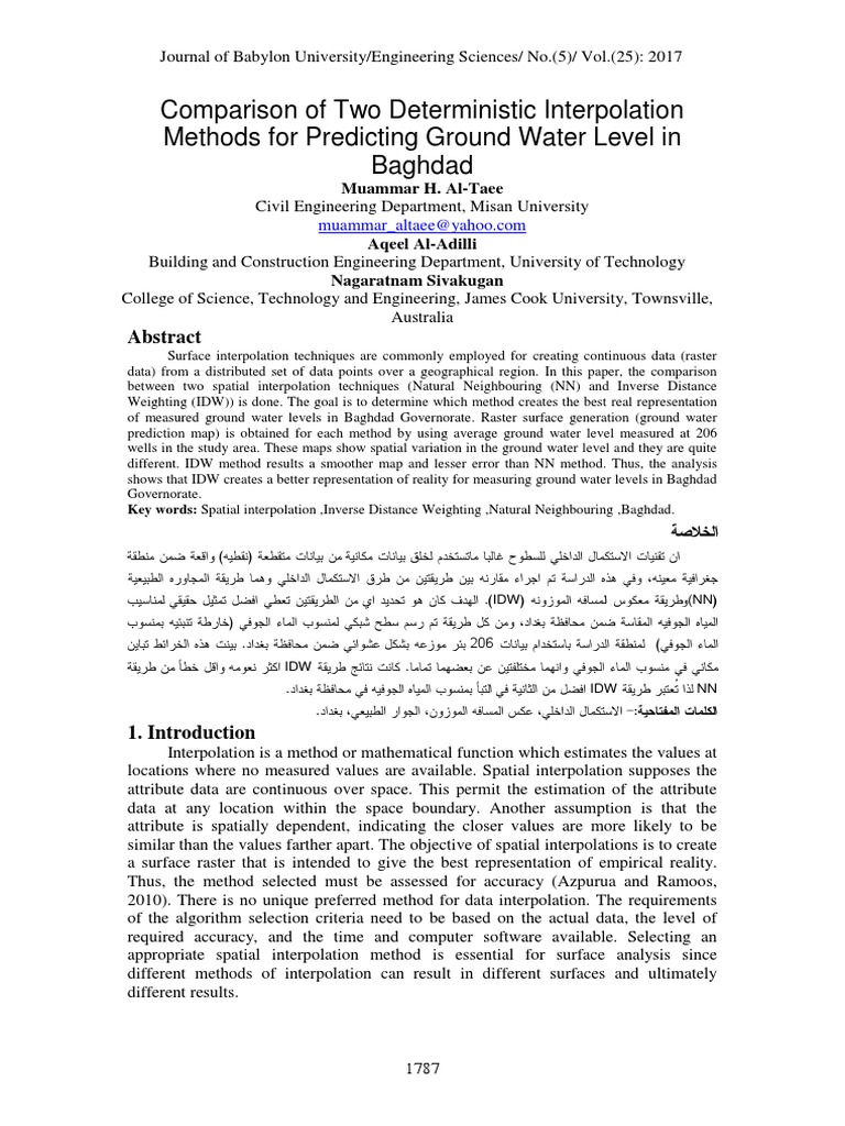 Comparison of Two Deterministic Interpolation Methods For Predicting Ground Water Level in ...