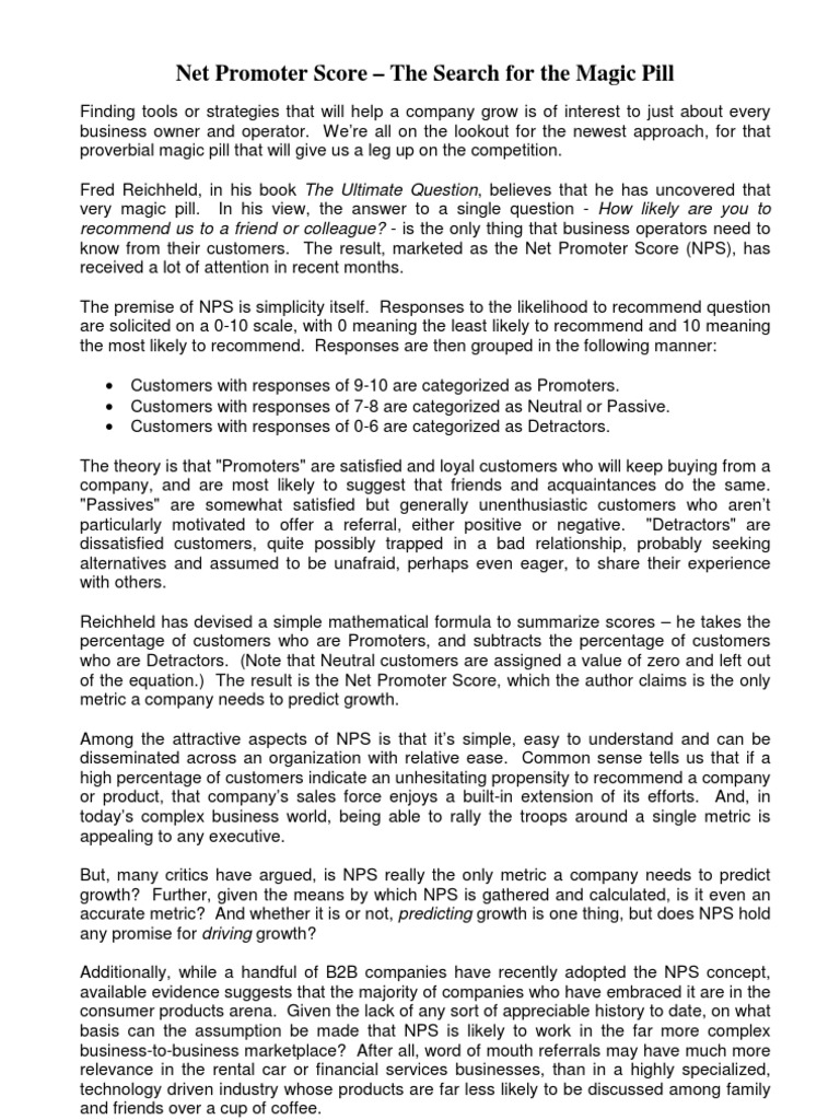 InfoQuest Net Promoter Score | PDF