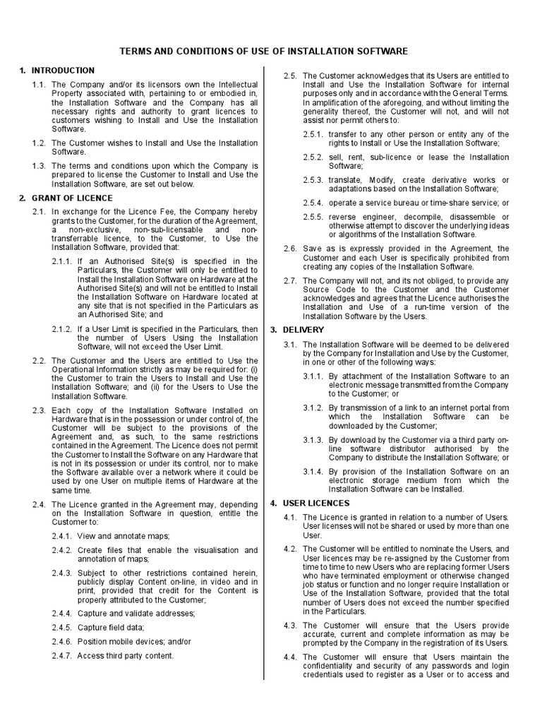 Installation Software License Terms | PDF | License | Tort