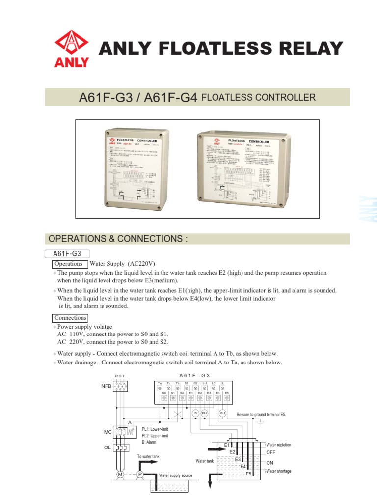 Anly Floatless Relay A61F-G3/G4 Guide | PDF | Electrical Equipment ...
