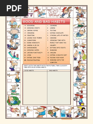Bad Habits Chart For Kids